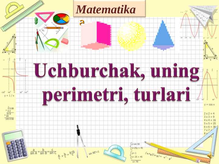 Uchburchak, uning perimetri, turlari