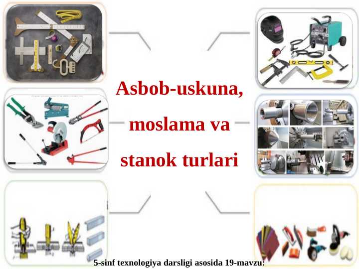 Asbob-uskuna, moslama va stanok turlari