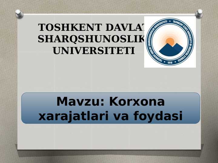 Korxona xarajatlari va foydasi