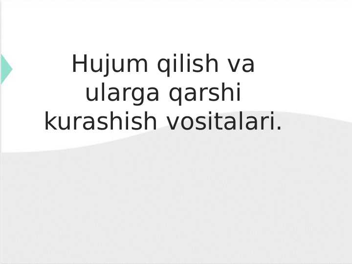 Hujum qilish va ularga qarshi kurashish vositalari.