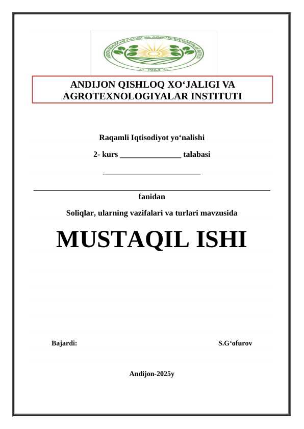 Soliqlar, ularning vazifalari va turlari