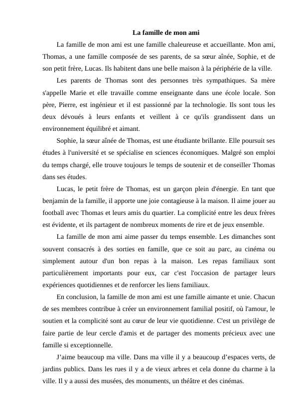 La famille de mon ami