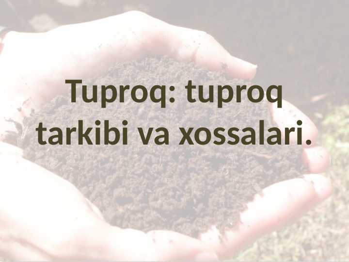 Tuproq tarkibi va xossalari.