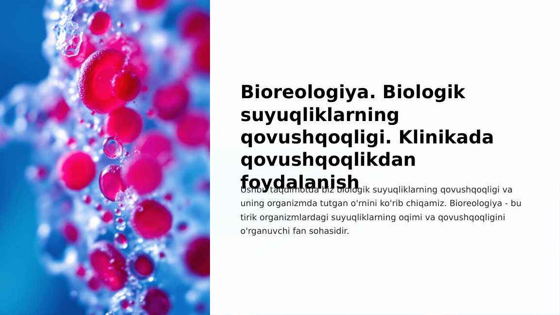 Bioreologiya. Biologik suyuqliklarning qovushqoqligi. Klinikada ...