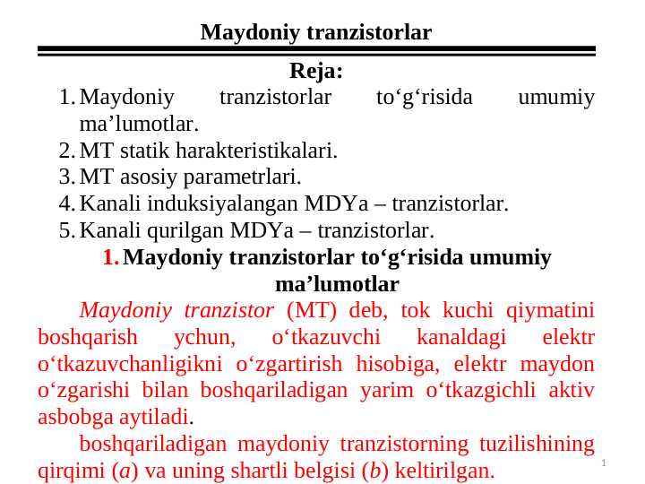 Maydoniy tranzistorlar