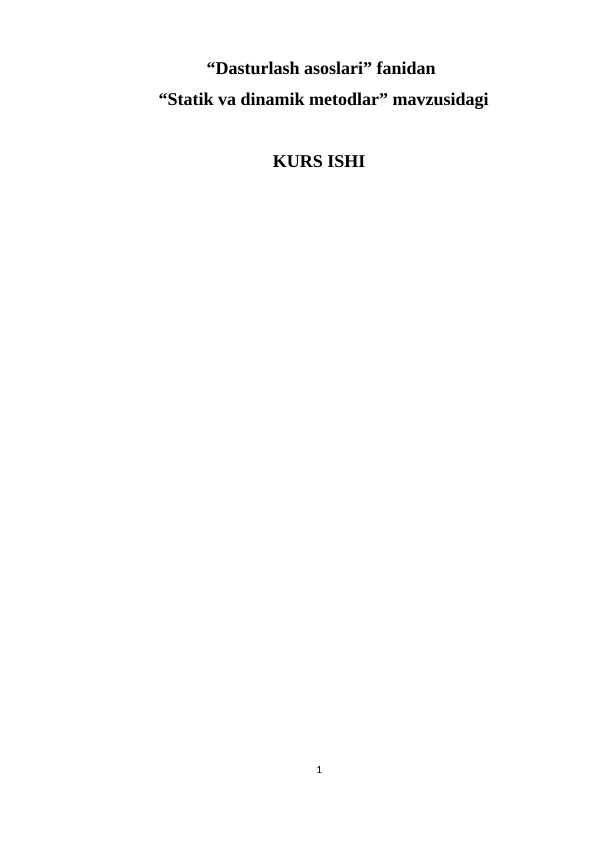 Statik va dinamik metodlar