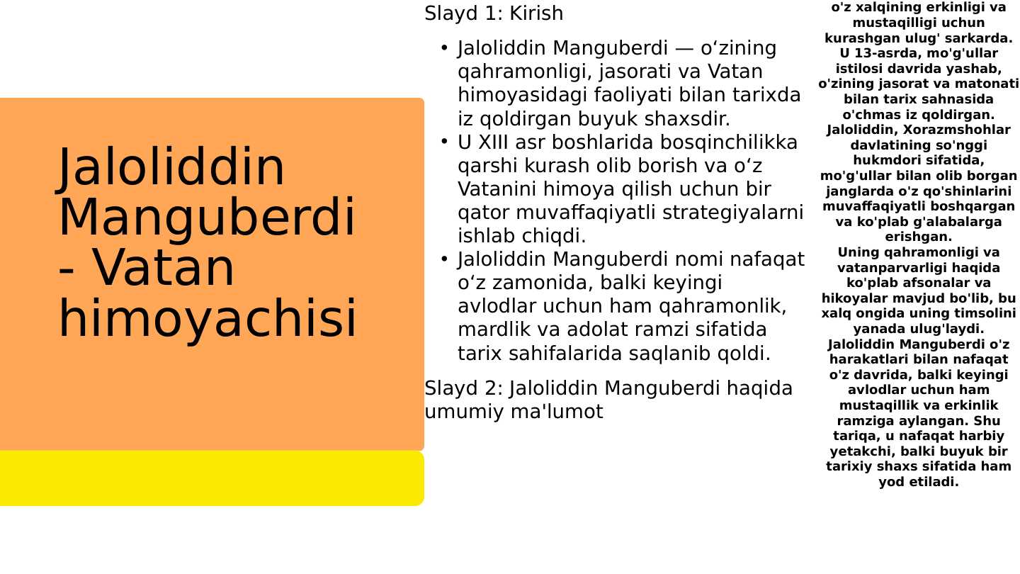 Jaloliddin Manguberdi - Vatan himoyachisi