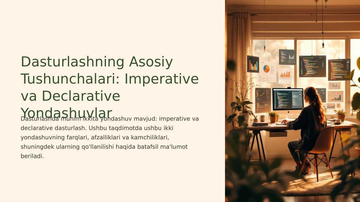 Dasturlashning asosiy tushunchalari imperative va declarative yondashuvlar
