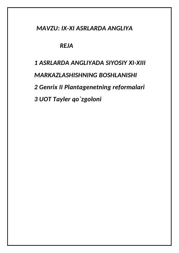 IX-XI ASRLARDA ANGLIYA