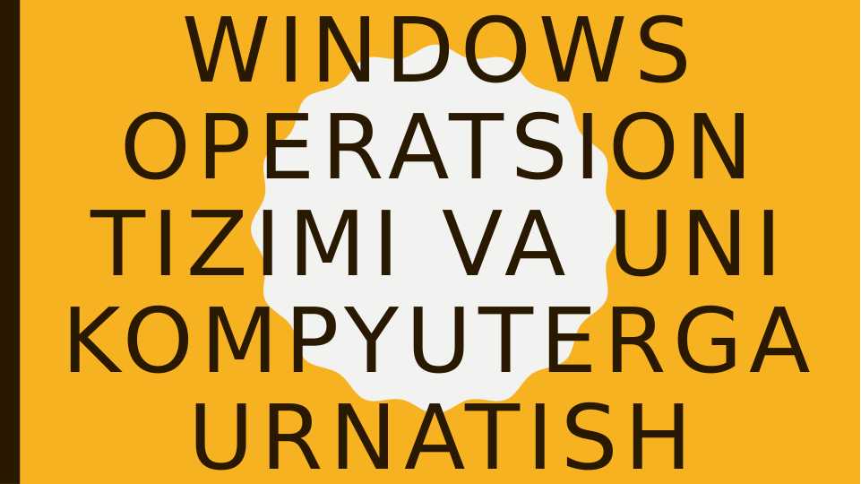 Windows operatsion tizimi va uni kompyuterga urnatish