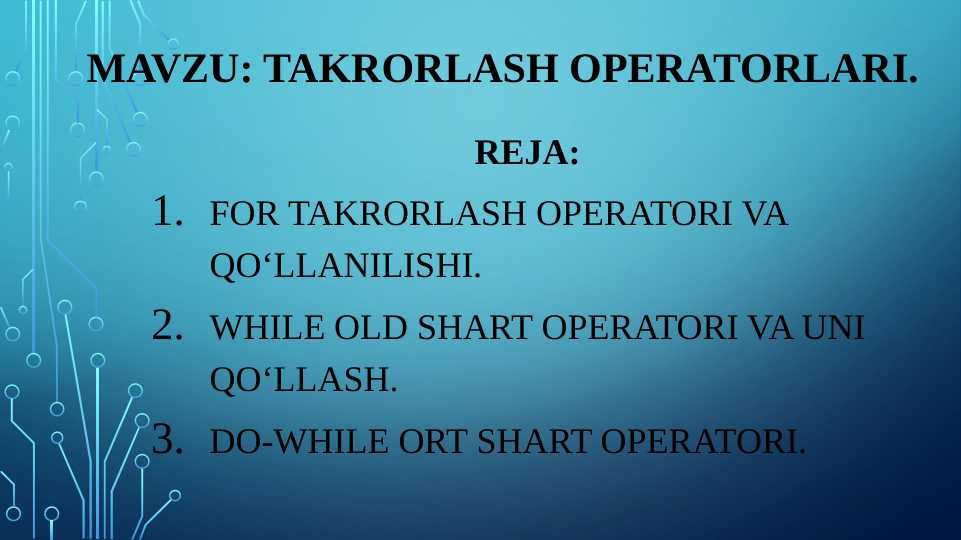 C# da Takrorlash operatorlari.