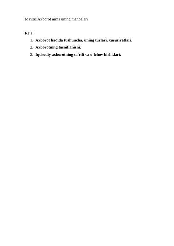 Axborot nima uning manbalari