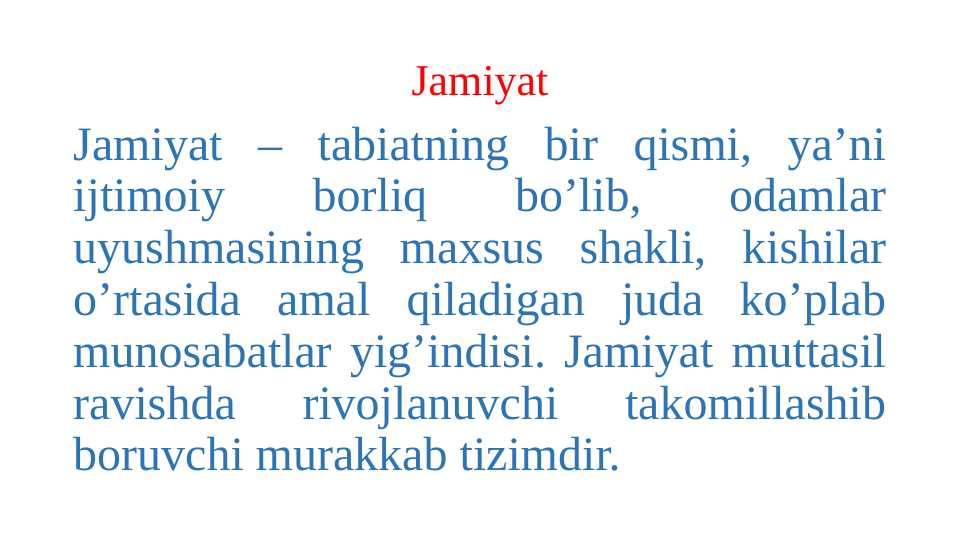 Jamiyat va inson falsafasi