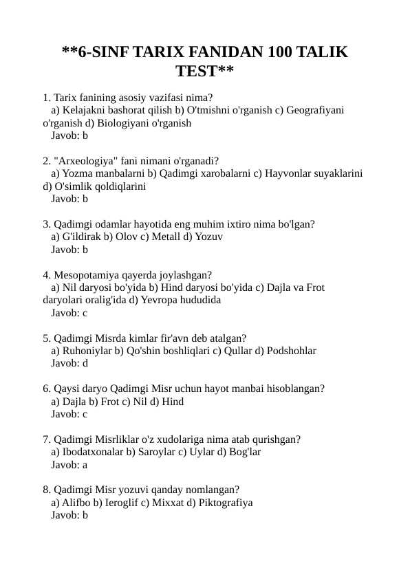 6-SINF TARIX FANIDAN 100 TA TEST