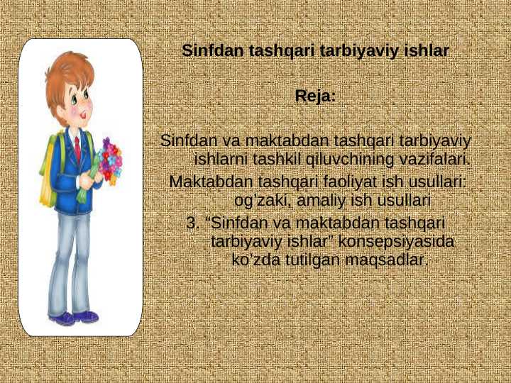 Sinfdan tashqari tarbiyaviy ishlar