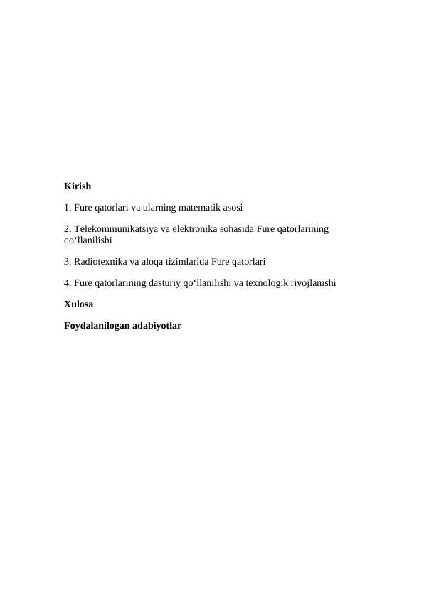 Elektronika va telekommunikatsiyada Fure qatorlarining qo'llanilishi.