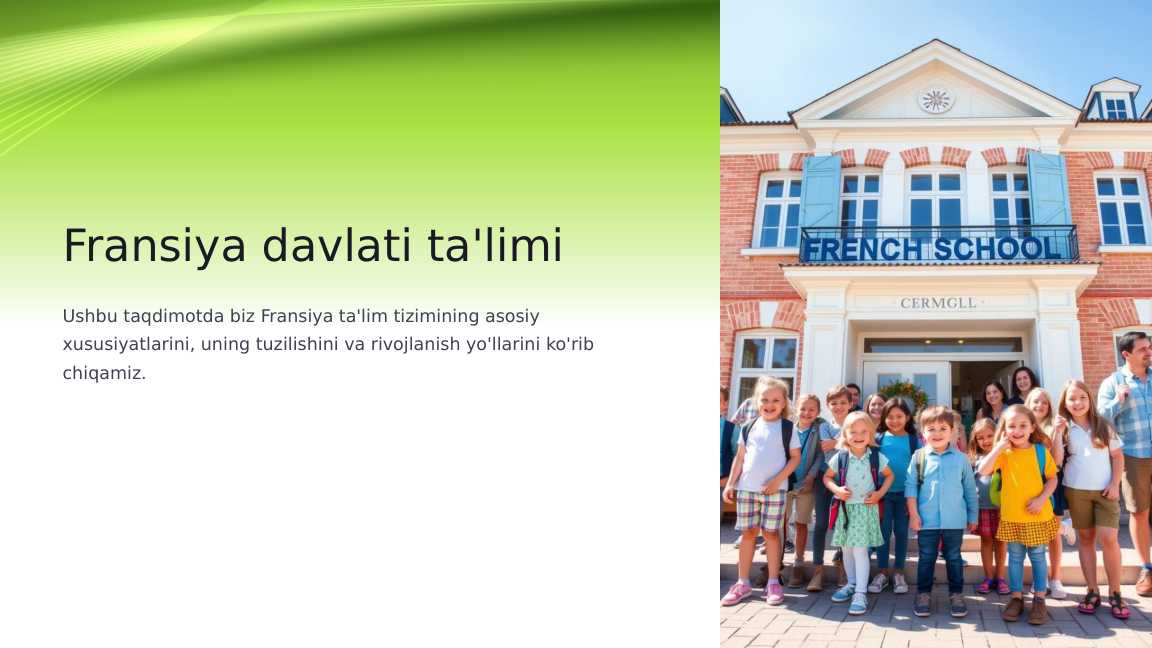 Fransiya davlati ta'limi tizimi (psixologiya fanidan taqdimot)