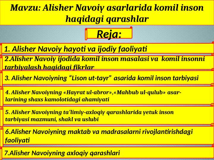 Alisher Navoiy asarlarida komil inson haqidagi qarashlar