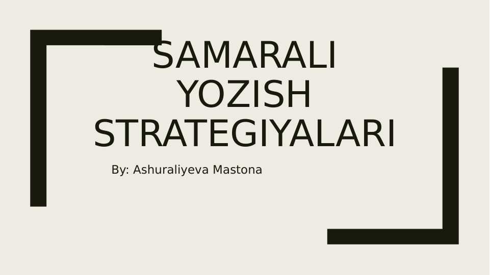 Samarali yozish strategiyalari
