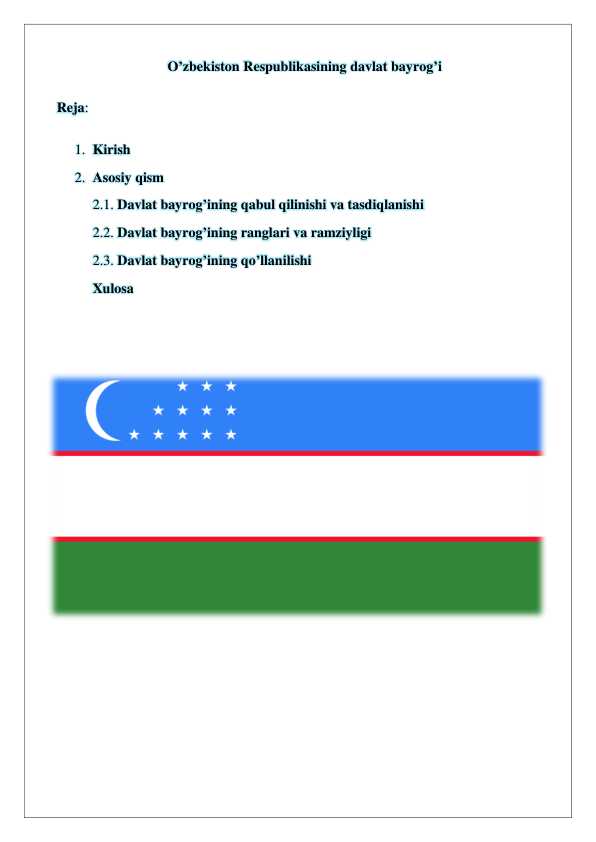 O’zbekiston Respublikasining davlat bayrog’i