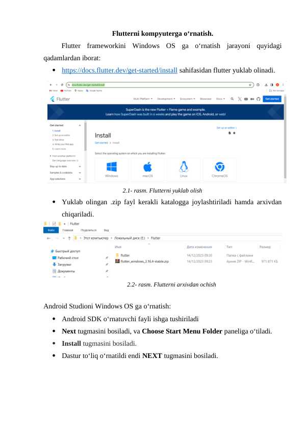 Flutterni kompyuterga o'rnatish