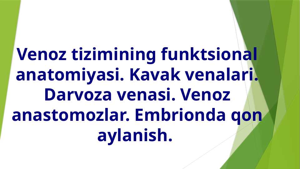 Venoz tizimining funktsional anatomiyasi. Kovak venalari. Darvoza ...