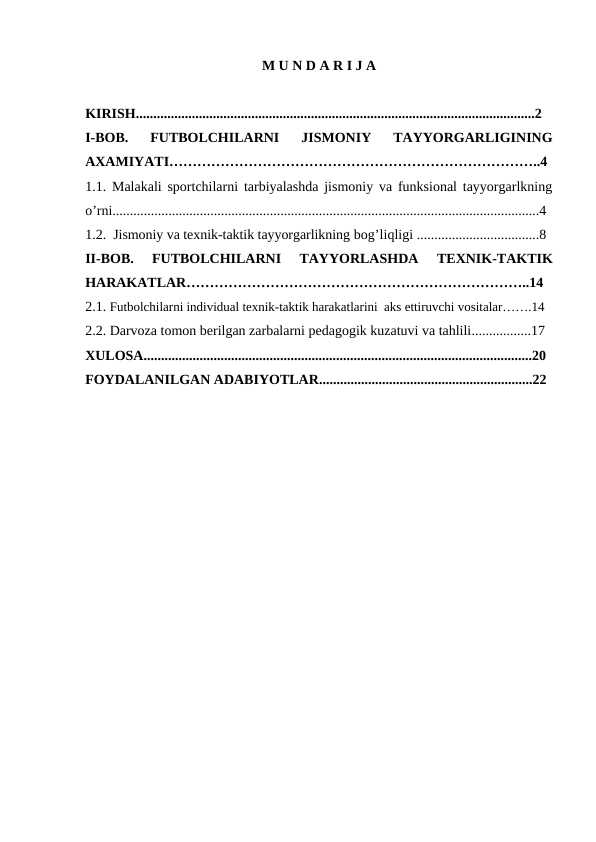 FUTBOLCHILARNI JISMONIY TAYYORGARLIGINING AXAMIYATI