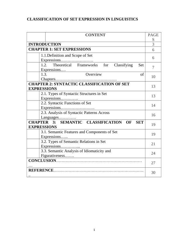 CLASSIFICATION OF SET EXPRESSION IN LINGUISTICS
