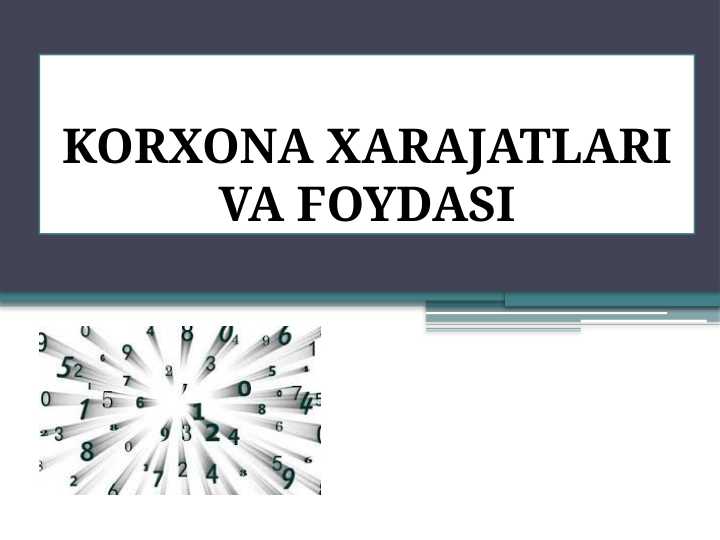 Korxona xarajatlari va foydasi