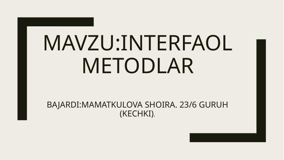 Interfaol metodlar matematika