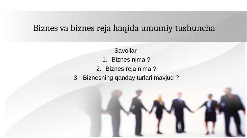 Biznes va biznes reja haqida umumiy tushuncha