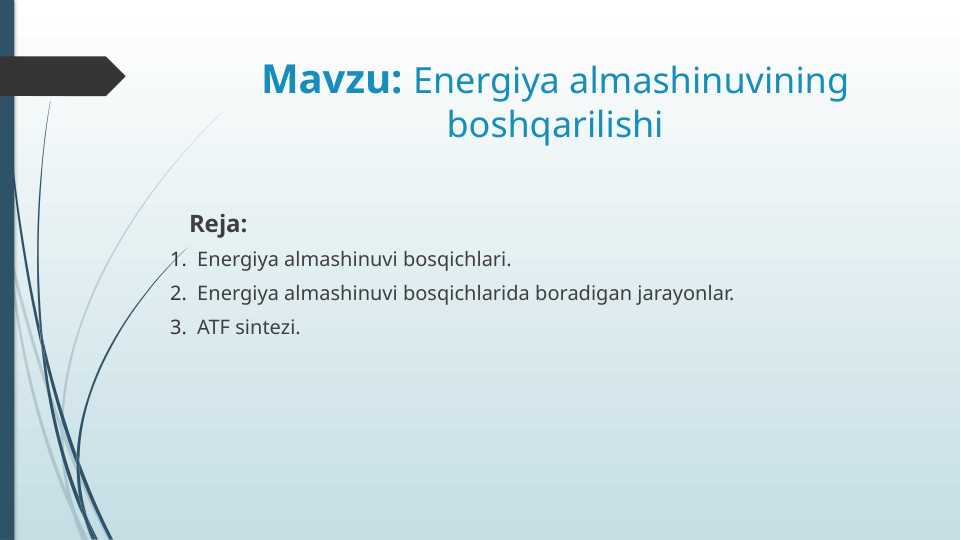 Energiya almashinuvining boshqarilishi