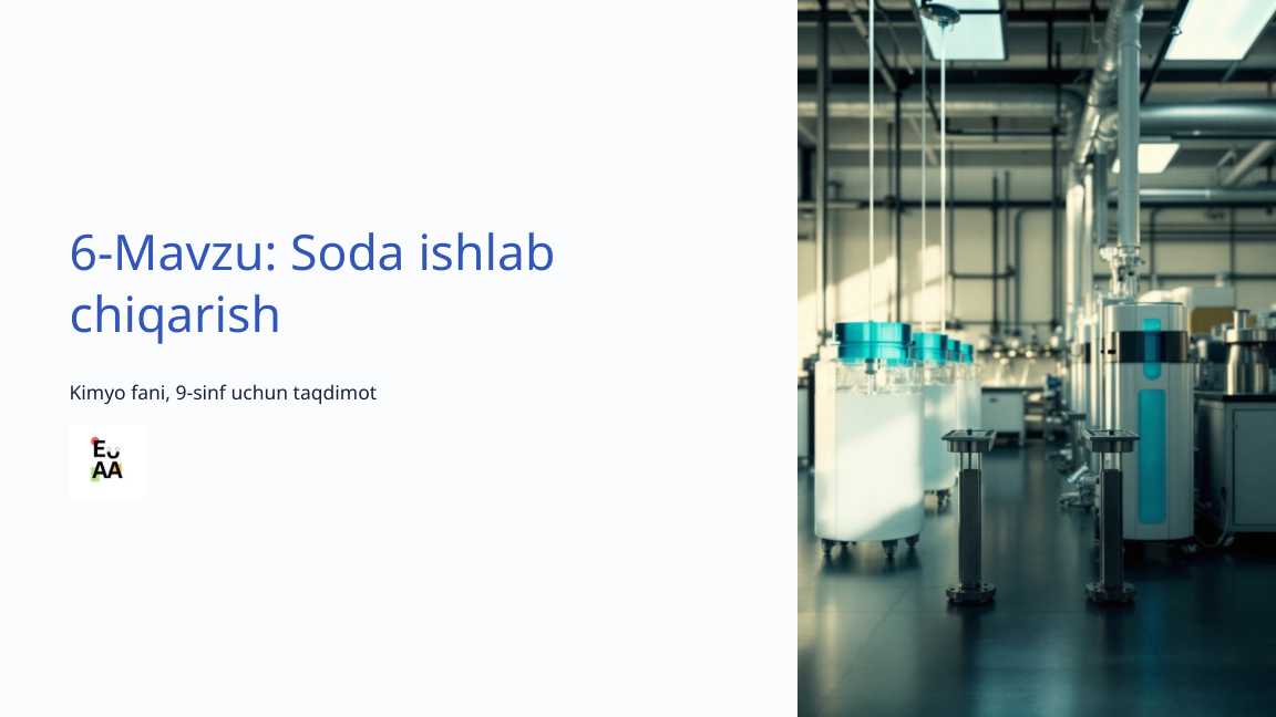 Soda ishlab chiqarish Kimyo fani, 9-sinf uchun taqdimot