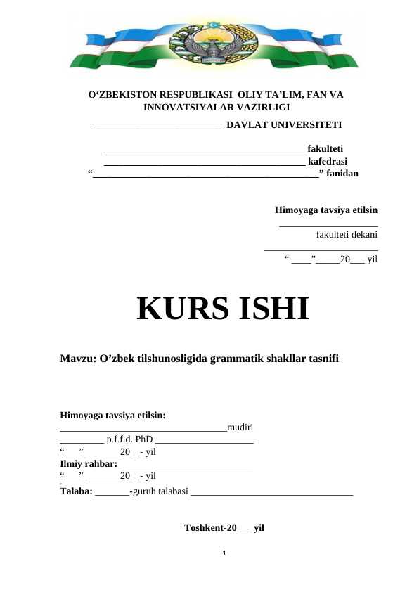 O’zbek tilshunosligida grammatik shakllar tasnifi