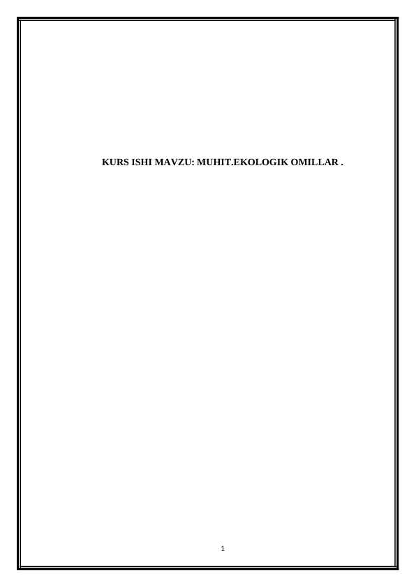 MUHIT.EKOLOGIK OMILLAR