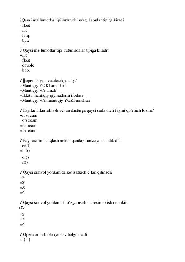 Dasturlash Fani Php Css C Python Test Javoblar Bilan