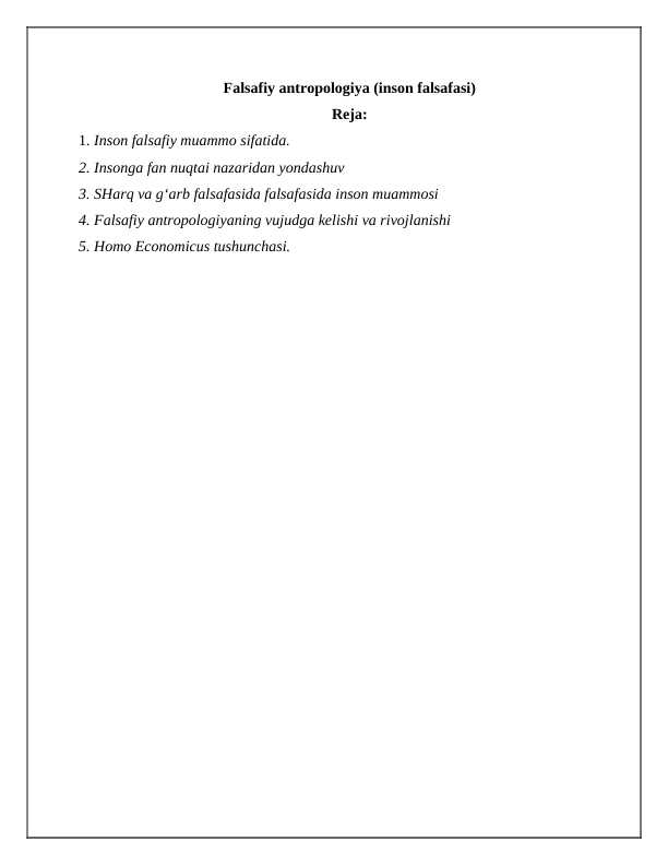 Falsafiy antropologiya inson falsafasi
