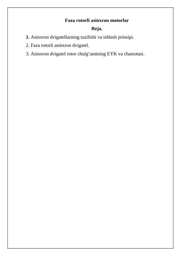 Faza rotorli asinxron motorlar