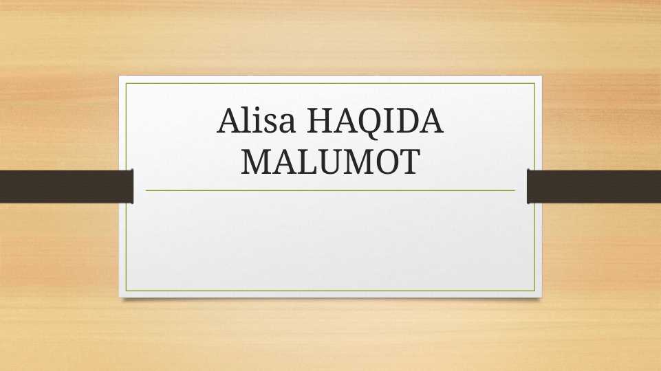 Alisa HAQIDA MALUMOT