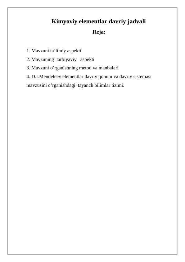 Kimyoviy elementlar davriy jadvali