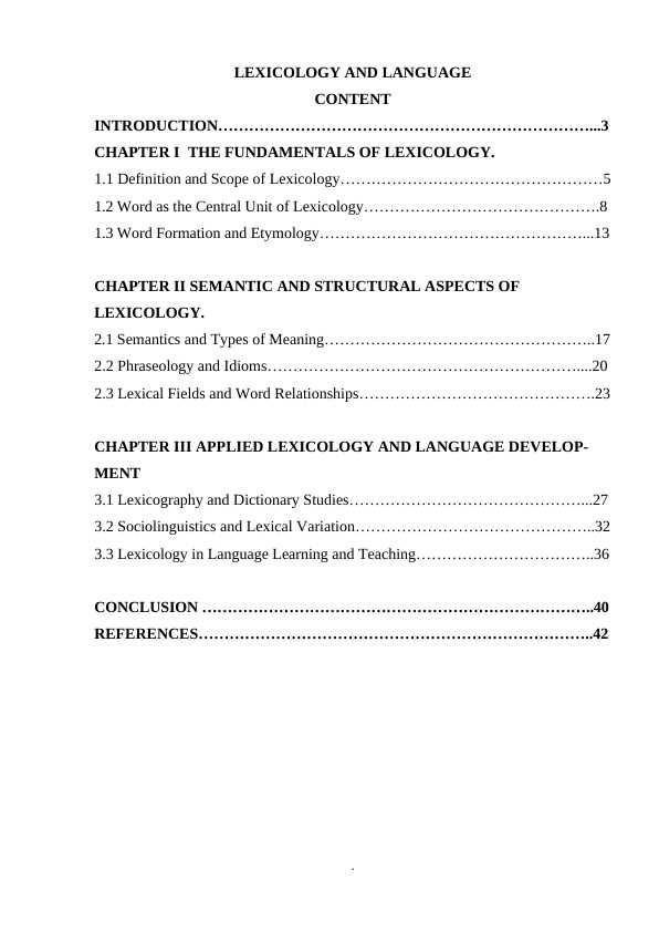 LEXICOLOGY AND LANGUAGE