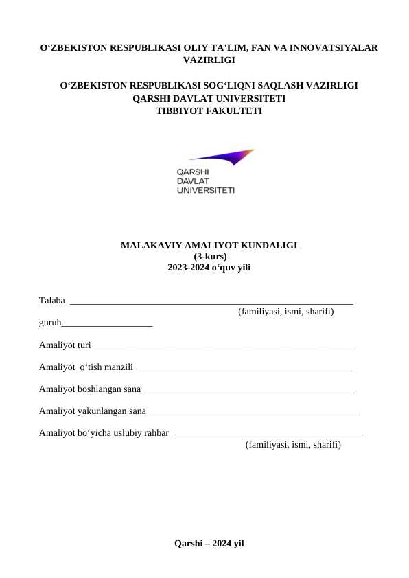 MALAKAVIY AMALIYOT KUNDALIGI