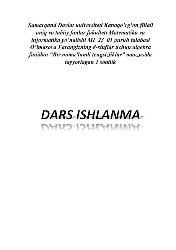 8- sinf matematika dars ishlanma