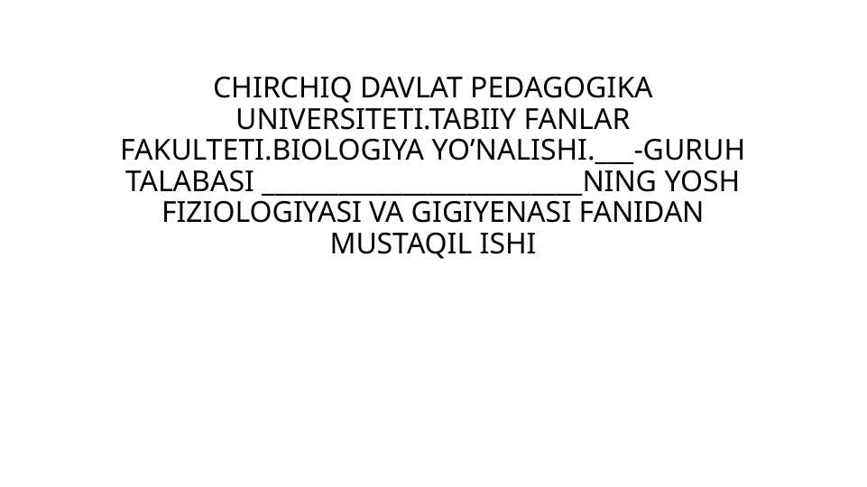 Qon va qon aylanish sistemasining yosh xususiyatlari