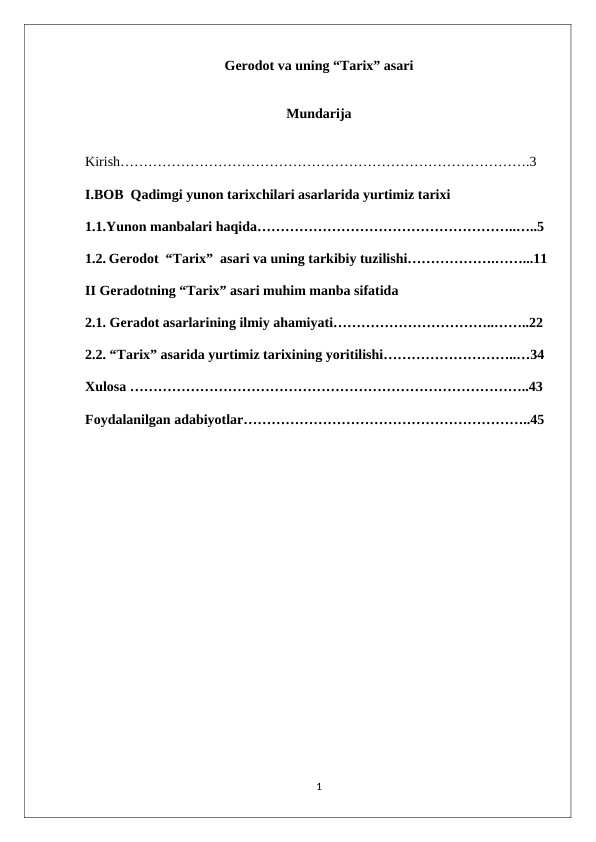 Gerodot va uning Tarix asari