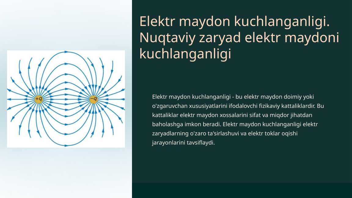 Elektr maydon kuchlanganligi. Nuqtaviy zaryad elektr maydoni kuchlanganligi