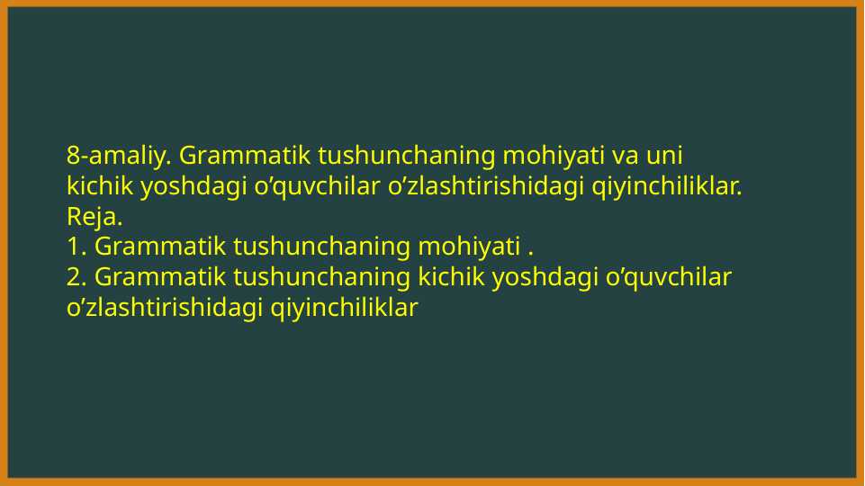 Grammatik tushunchaning mohiyati va uni kichik yoshdagi o’quvchilar o’zlashtirishidagi ...