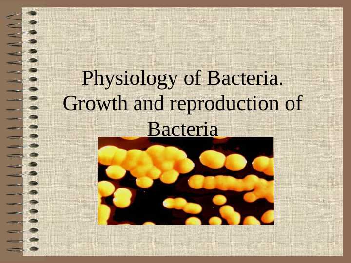 Physiology of Bacteria. Growth and reproduction of Bacteria
