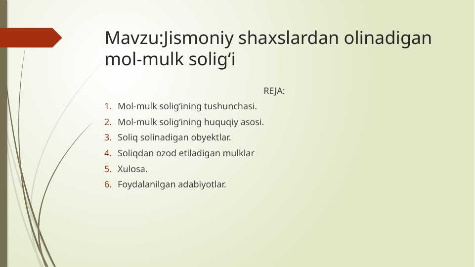 Jismoniy shaxslardan olinadigan mol-mulk soligʻi