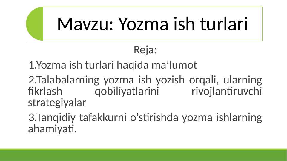 Yozma ish turlari
